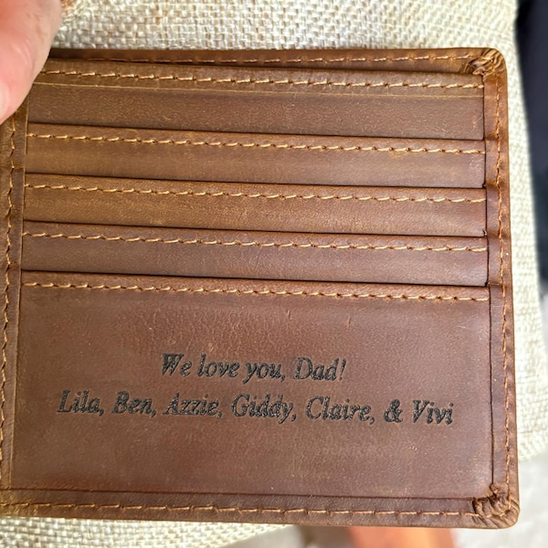 Handwriting Men's Wallet, Engraved Memorial Signature Wallet, Groomsmen ...