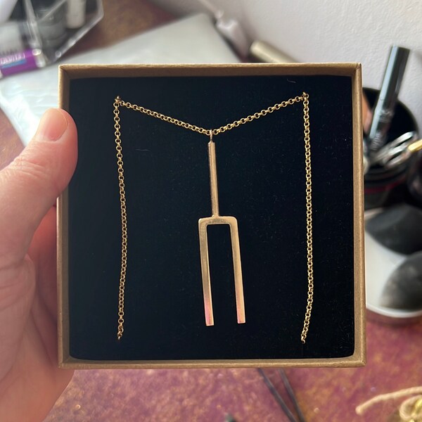 Handmade Real Small Bronze Tuning Fork Necklace - Etsy