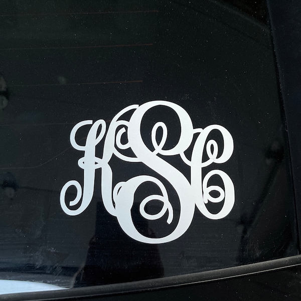 Custom Monogram Car Window Decal - Vine Font - Personalized Initials ...