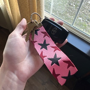 Stars Wristlet Keychain / Black and White Key Strap / Star Key Fob - Etsy