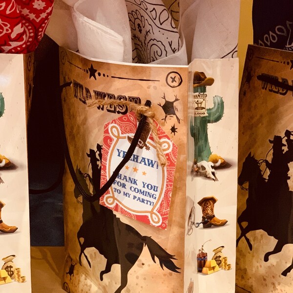 Western Cowboy Rodeo Birthday Party Thank You Tag, Printable Cowboy ...