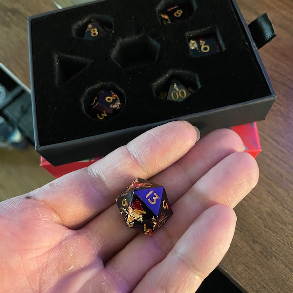 The Gods Are Athirst - Red and Black Handmade Resin Sharp Edge Dnd Dice ...