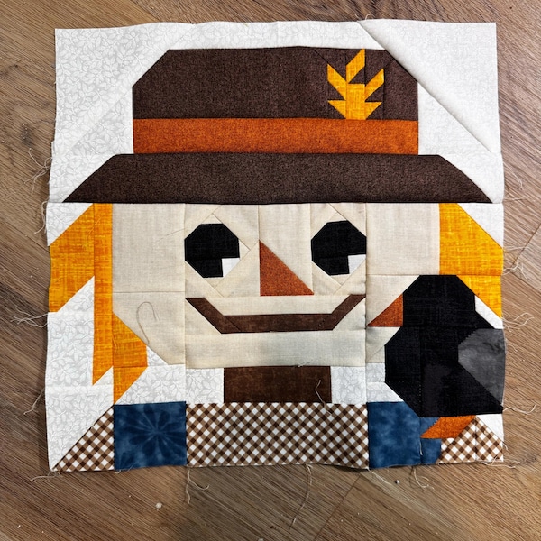 Scarecrow Face Quilt Block Pattern Fall Autumn Crow PDF - Makes 6 Inch ...