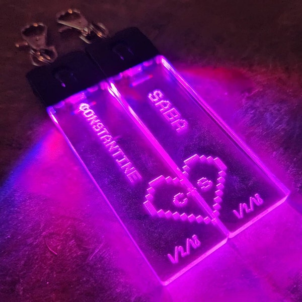 Personalized Gamer Couple LED Keychain Set | Custom Valentines or ...