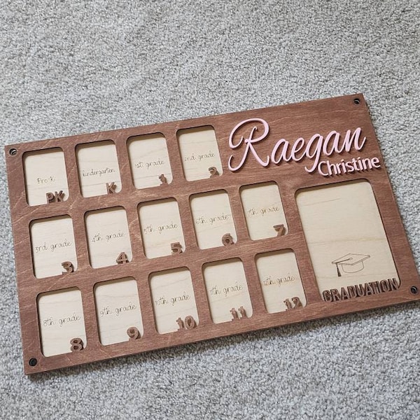 School Photo Frame, Preschool to Senior Year Photo Frame, Personalized ...