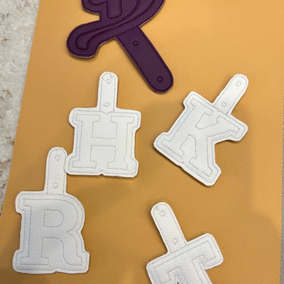 Puffy Puff Relief 3D Key Fob Snap Tab Monogram A-Z and Numbers 0-9 in ...