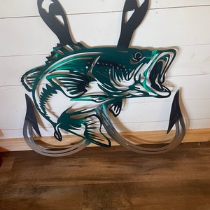 Metal Redfish With Hooks Plasma Cut Sign Art Red Fish Fishing Lake ...