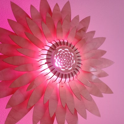 JASMINE Flower Pendant Light Fixture, Wooden Hanging Lamp Shades ...