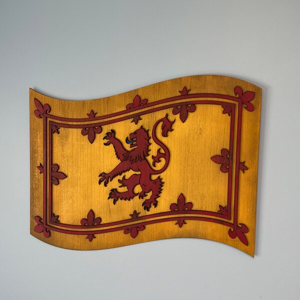 Lion Rampart Waving Wooden Flag - Scotland - Scottish Flag - Scottish ...
