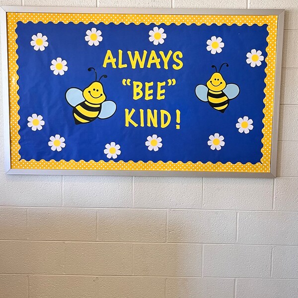 Bee & 9 Flowers Bulletin Board Set, Kindness Bulletin Board Set ...