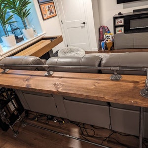 Industrial Vintage Style High Bar Table With Drink Rail, Solid Wood ...