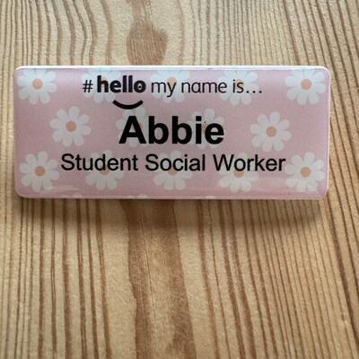 Resin Finish Hello My Name is Name Badge and Id Reel Personalised ...