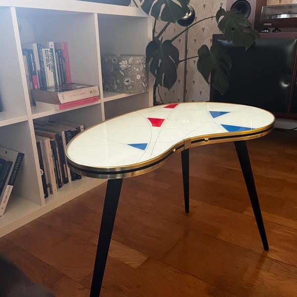 Kidney Shaped Table, Small, Side Table, Flower Table, Stripes, Sunburst ...