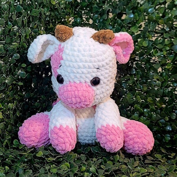 Moo the Strawberry Cow Crochet Pattern, Cow Plush Pattern, Bull ...