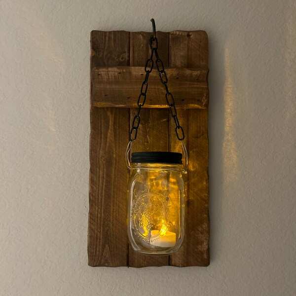 Rustic Candle Holder Set, Rustic Home Decor, Mason Jar Candles, Log ...