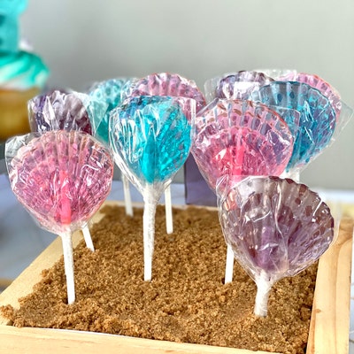 24 Pcs Clam Shell Lollipops for Mermaid Party, Ariel Party, and Beach ...