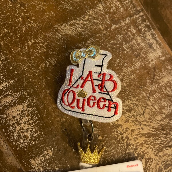 Lab Queen Laboratory Cute Retractable ID Name Badge Reel Lanyard Gift ...