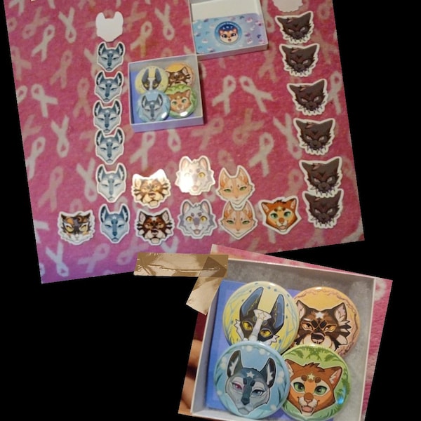 War Cats Button Pack - Medicine Cats - Cinderpelt, Yellowfang, Jayfeather, and Spottedleaf - Etsy