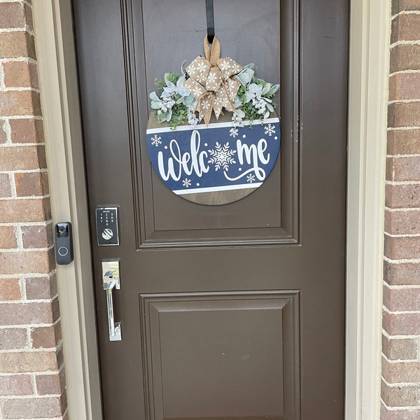 Winter Front Door Decor Hello Winter Snowflake Winter Door Hanger ...