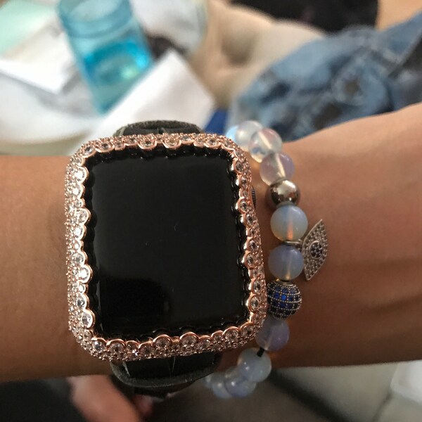 Series 9 Apple Watch Case Woman Rose Gold Lab Diamond Bezel Apple Watch ...