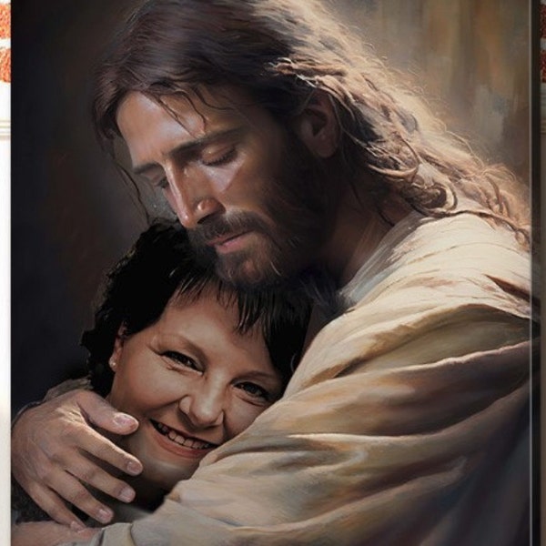Custom Photo Safe in the Arms of Jesus Canvas, Christian Memorial Wall ...