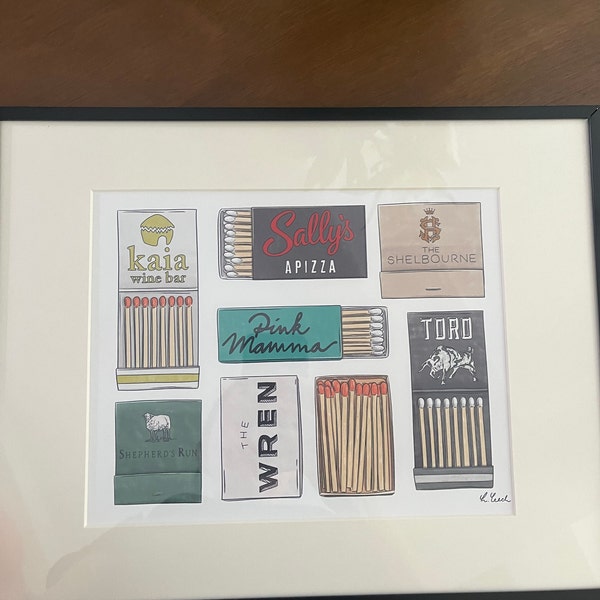 Custom Matchbook *UNFRAMED* 8x10" Art Print | Hometown | Traveler Gift ...