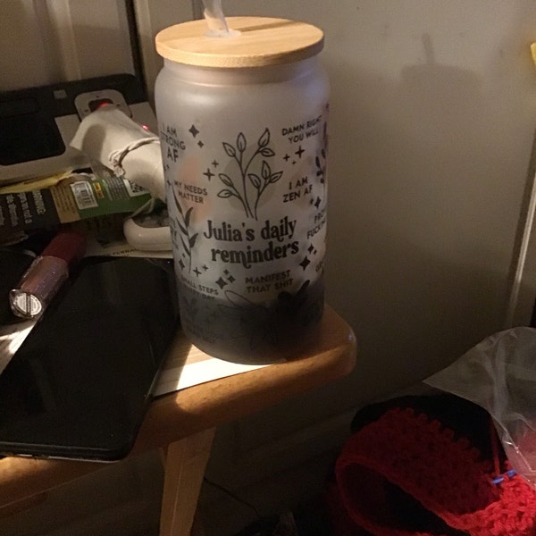 Custom Name Daily Reminders Glass Tumbler Mental Health Tumbler Daily ...