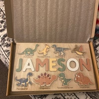 Dinosaur Name Puzzle Dinosaur First Birthday Gift Dinosaur Nursery ...