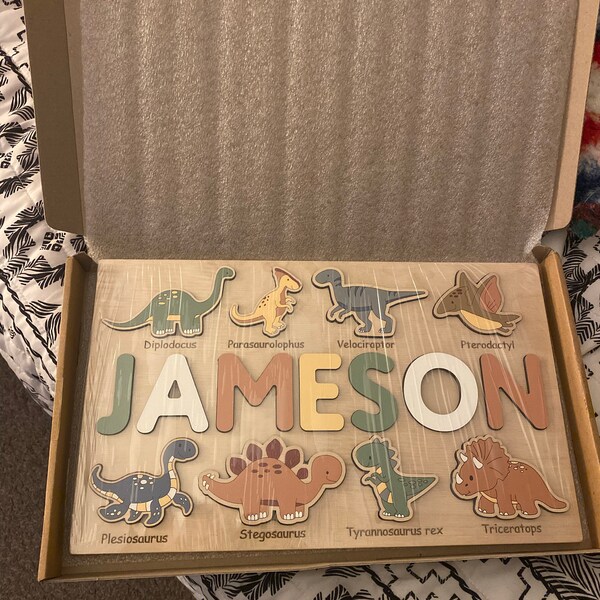 Dinosaur Name Puzzle | Dinosaur First Birthday Gift | Dinosaur Nursery ...
