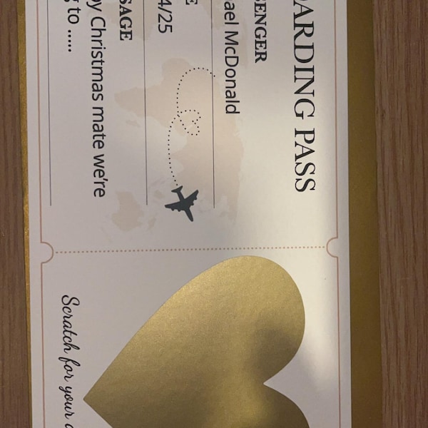 Personalised Holiday Scratch Card, Boarding Pass Scratch Reveal ...