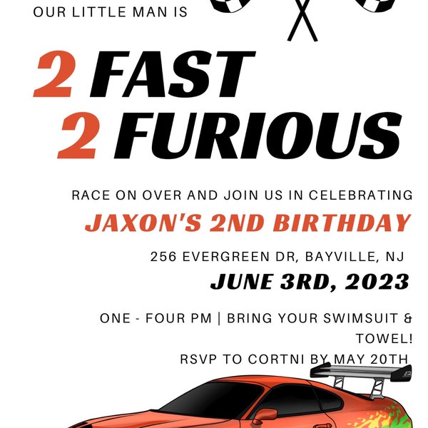 2 Fast 2 Furious Birthday Invitation: Orange Supra (digital Download ...