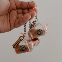 Mini Coffee Keychain //inspired Drink Keychain// Pink Drink Key Chain ...