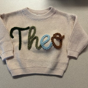 Custom Hand Embroidered Toddler and Baby Name Sweater Oversized Kids ...