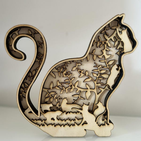 Cat Laser Cut, Svg, Dxf, Glowforge CNC Cutting, Pdf, Dxf, Svg Ai Eps ...
