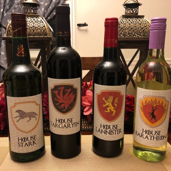 Game of Thrones Wine Labels Digital File Wedding Table Centrepiece ...