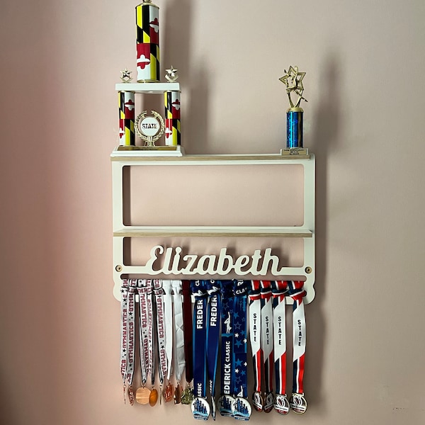 Custom Medal Hanger With Double Shelf, Birthday Gift for Kids, Running ...