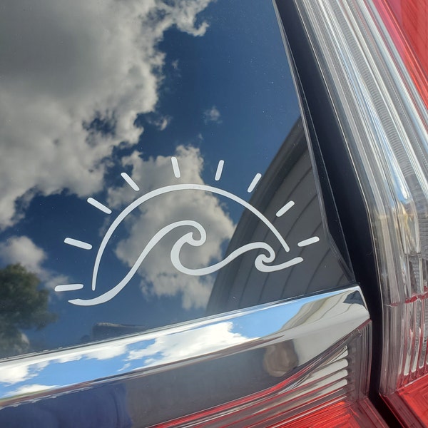 Wave Decal - Sun Decal - Wave and Sun Decal - Beach Decal - Ocean ...