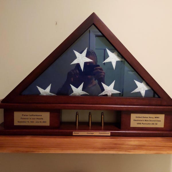 Retirement Flag Display Case W/ Etched Military Seal - Etsy