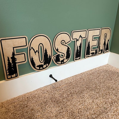 Forest Name Sign, Forest Letters, Letter Sign, Forest Nursery Sign ...