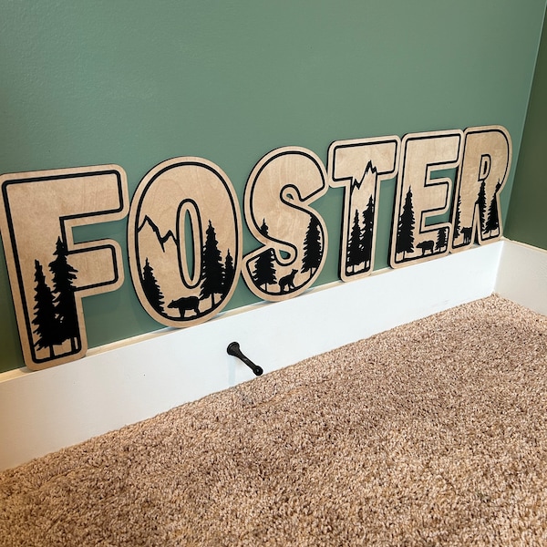 Forest Name Sign, Forest Letters, Letter Sign, Forest Nursery Sign ...