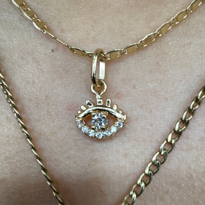 18k Gold Filled Evil Eye Necklace/ Evil Eye Chain - Etsy