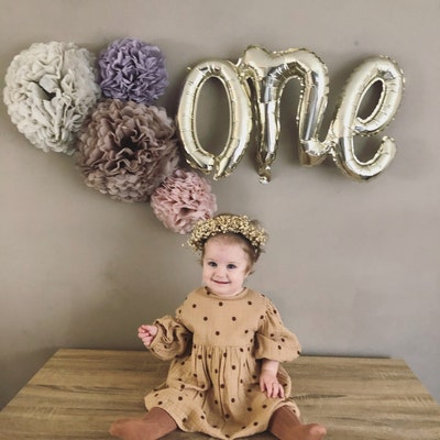 Gold 'one' Script Balloon, First Birthday Balloon, 1st Birthday Party ...