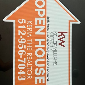 Keller Williams Open House Arrow Shaped Yard Signs 18" X 24", 2 Sided ...