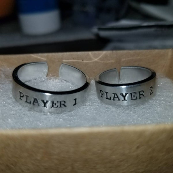 Player 1 Player 2 Ring Set, PS4 Rings, Gamer Couple Rings, Gamer Ring ...