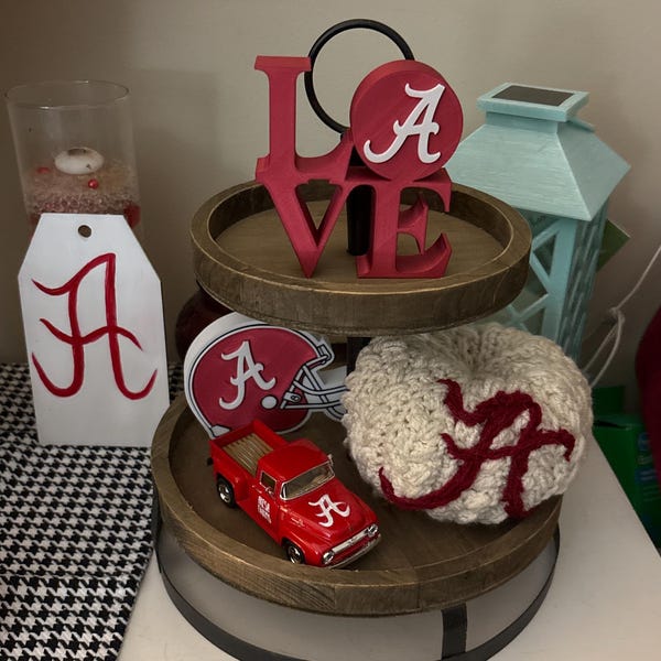 Alabama Crimson Tide Tier Tray Decor - Table and Desk Art - Etsy