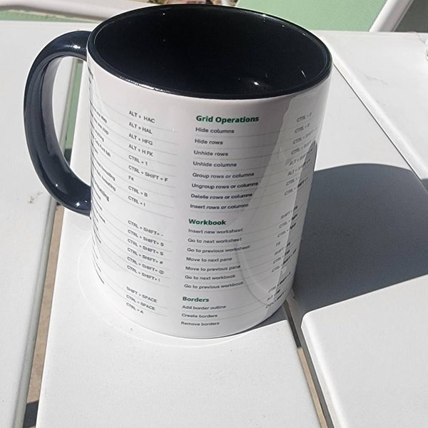 Excel Shortcut Mug, Excel Shortcuts Mug With Color Inside, Accountant ...