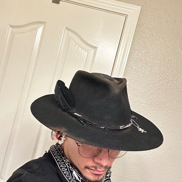 Custom Mens Rock N Roll Fedora Distressed, Southern Rocker Men Hat ...