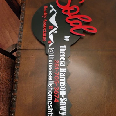 Realtor Sold Key Sign, Key Shape Sold Sign, Realtor Key Photo Prop, New ...
