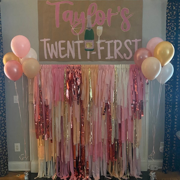 Custom Fringe Backdrop: Colorful Party, Birthday, Rainbow Decorations ...