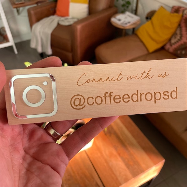 Social Media Sign | Small Shop Wooden Sign | Minimalist Business ...